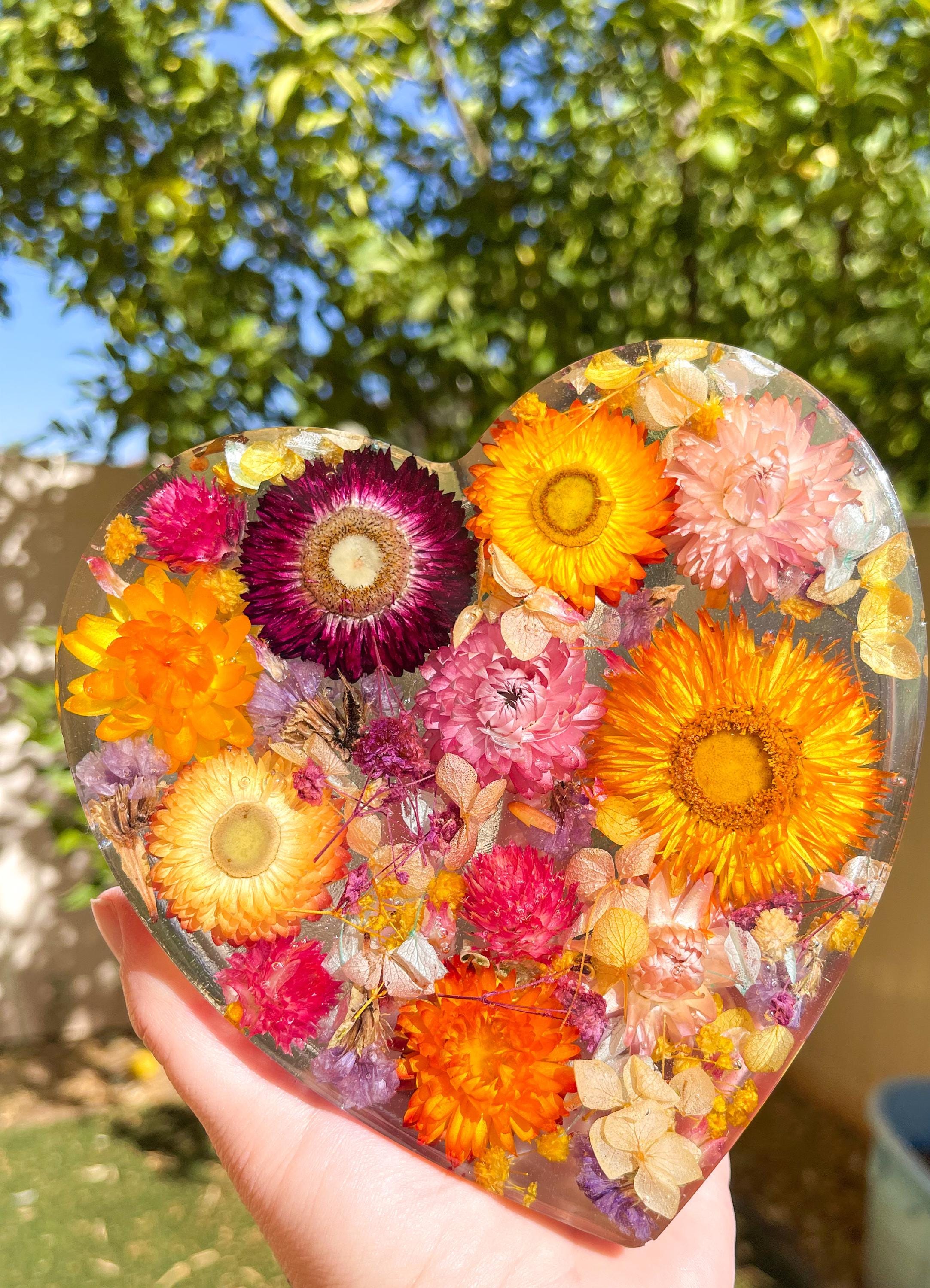 Dried Floral Resin Heart - Etsy
