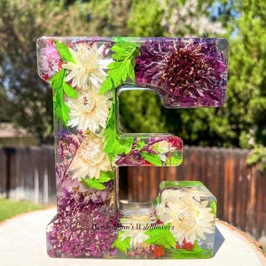Dried Floral Resin Letter Light - Etsy