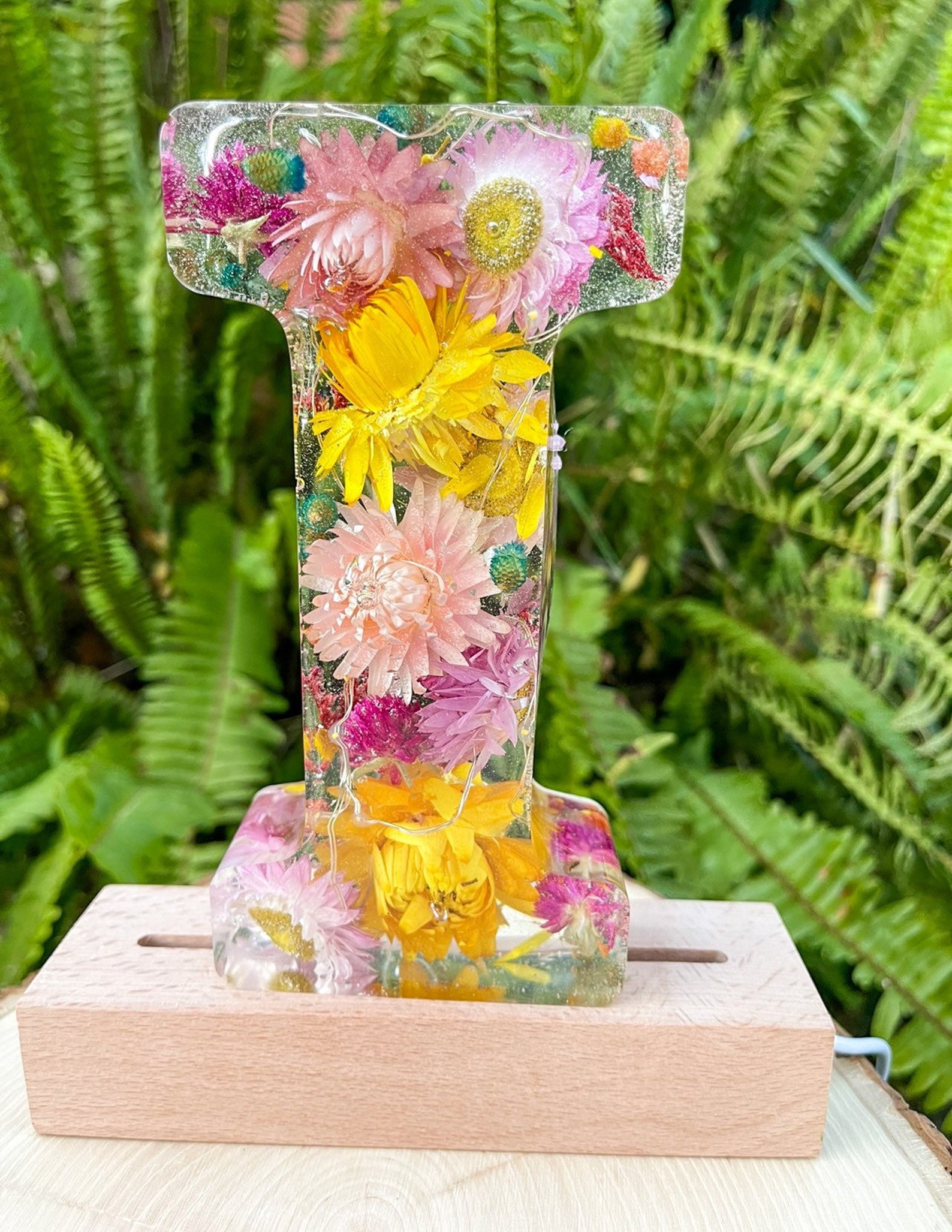 Dried Floral Resin Letter Light - Etsy