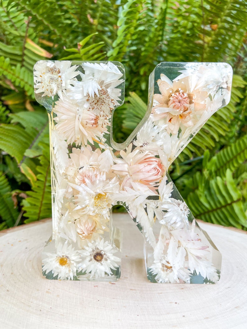 Dried Floral Resin Letter Light - Etsy