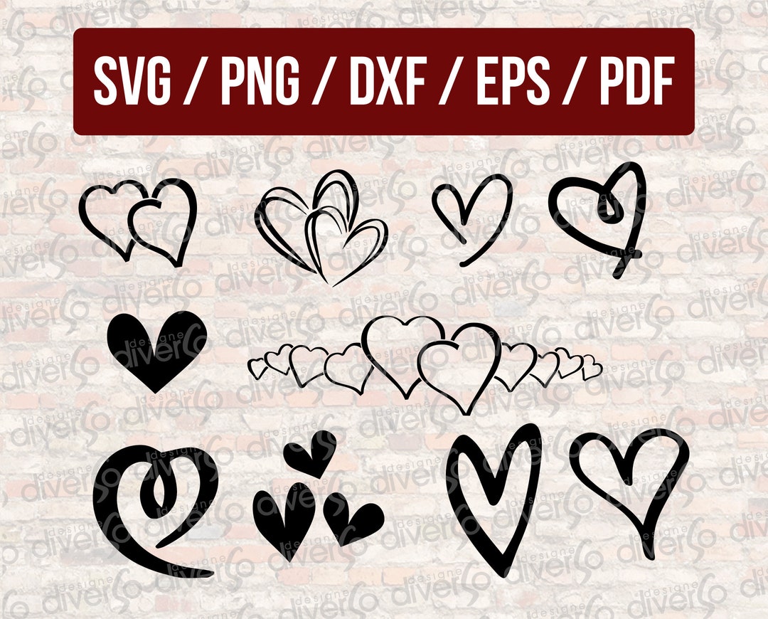 Heart SVG Bundle, Doodle Heart SVG Bundle, Valentine Heart Svg, Sketch, Hand-drawn Heart Svg,cut ...