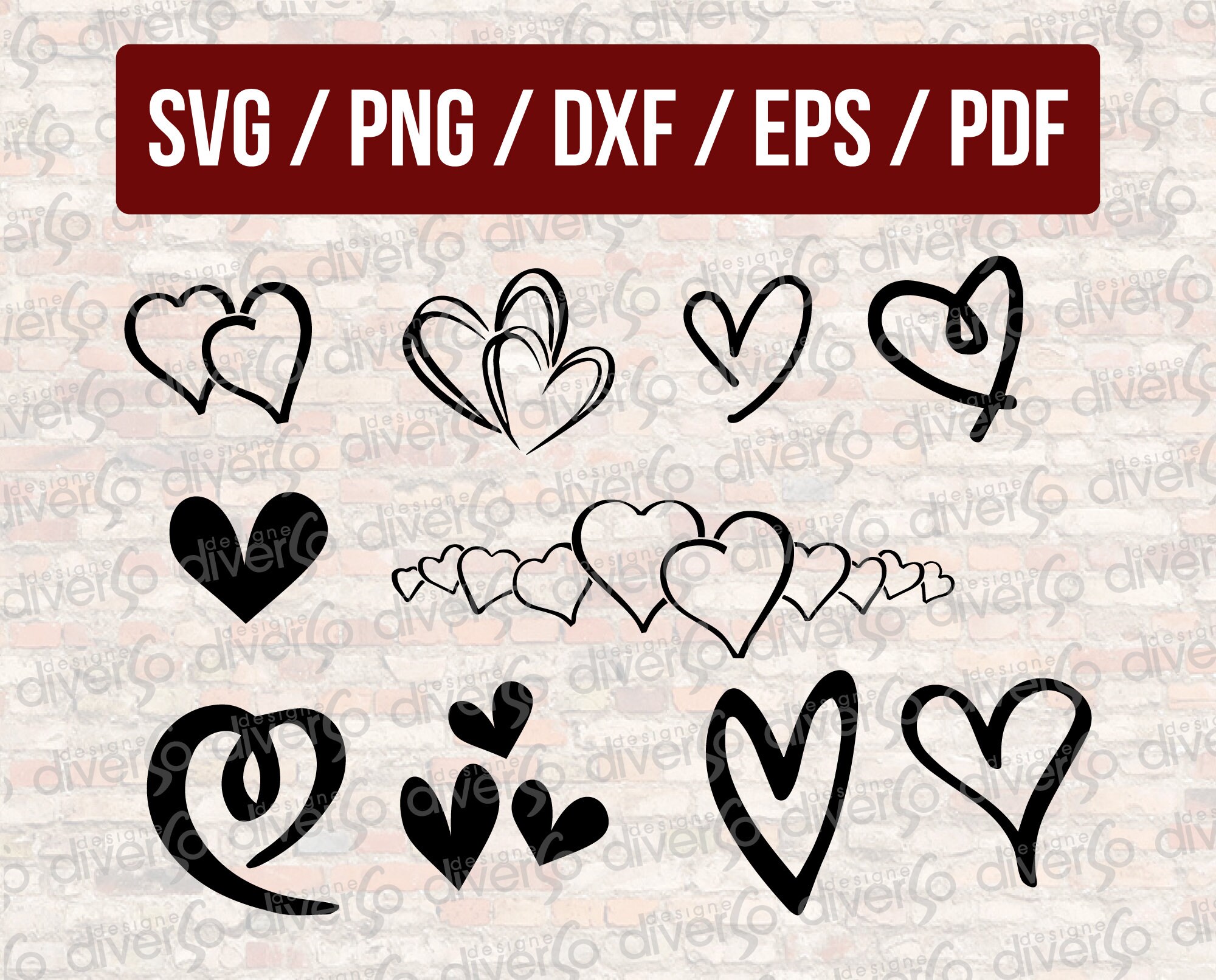 Heart SVG Bundle, Doodle Heart SVG Bundle, Valentine Heart Svg, Sketch ...