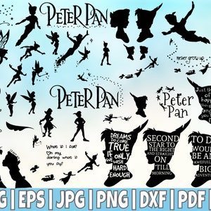 50 Mega Bundle Peter Pan SVG PNG Cut File Vector Silhouettes Printable ...