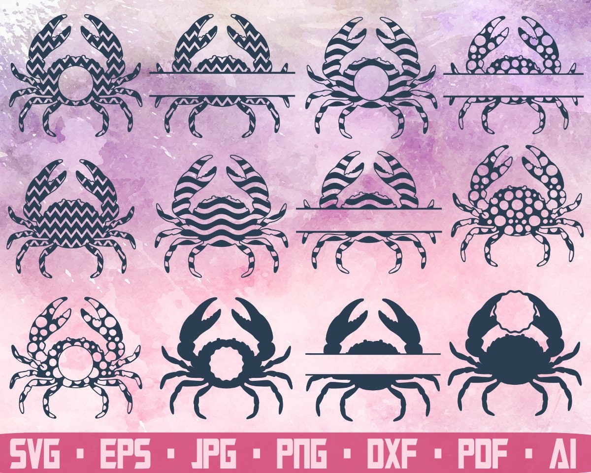 12 Crab frames svg Crab monogram svg Crab clipart Animal | Etsy
