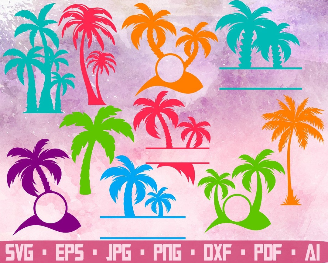 10 Palm Trees Svg Bundle Palm Tree Silhouette Topical Island Palm Tree Svg Travel Beach Palm ...