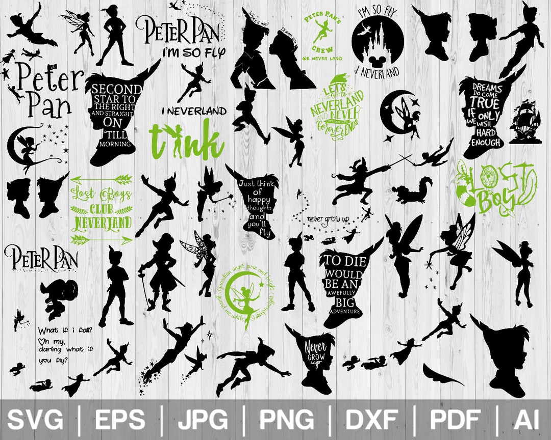 50 Mega Bundle Peter Pan SVG PNG Cut File Vector Silhouettes Printable ...