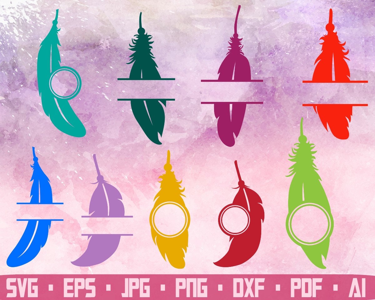 7 Feather Feather Monogram Feather Frames Cushion Feather Svg - Etsy UK