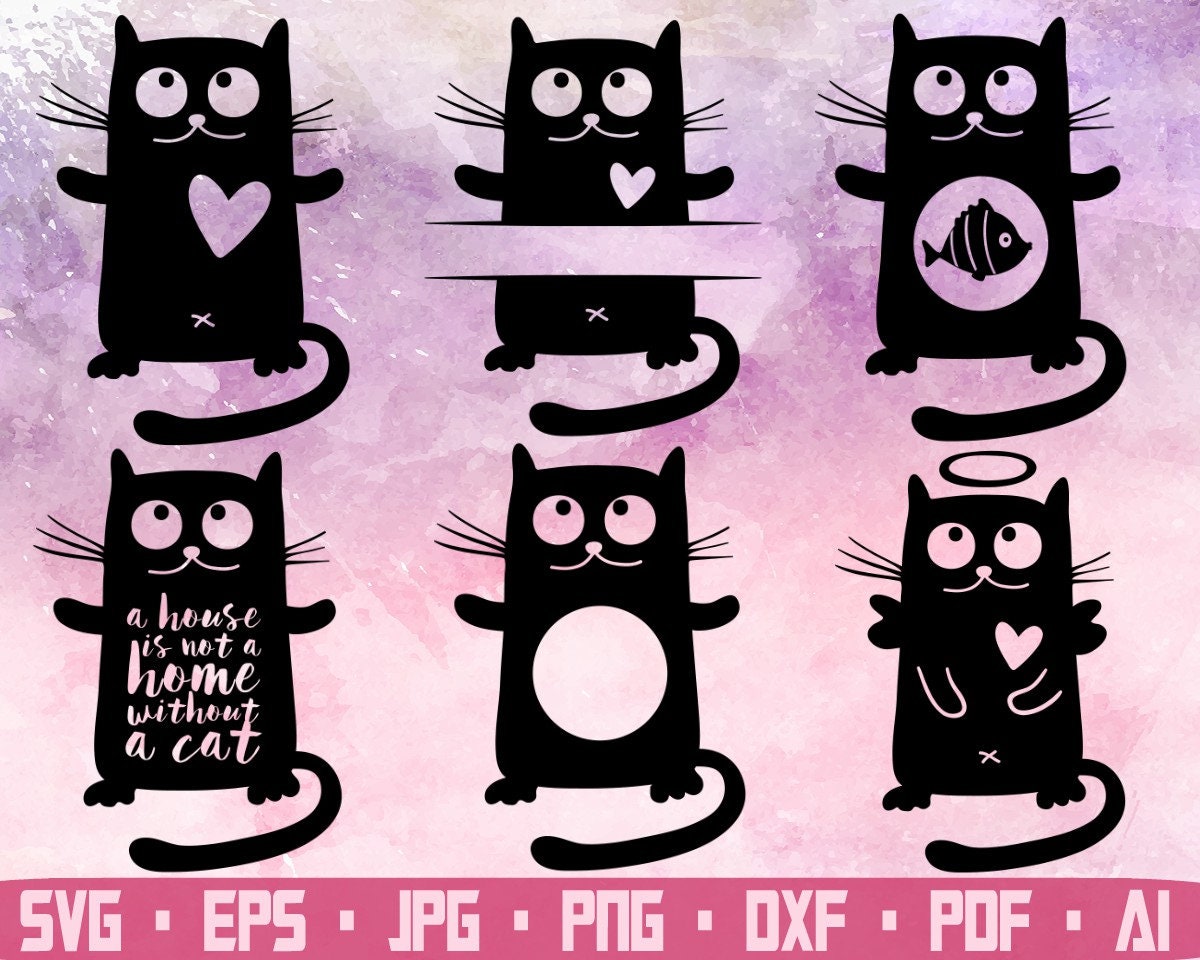 Cat svg Kitten svg Cat face svg Cat clipart Cat silhouette Cat | Etsy