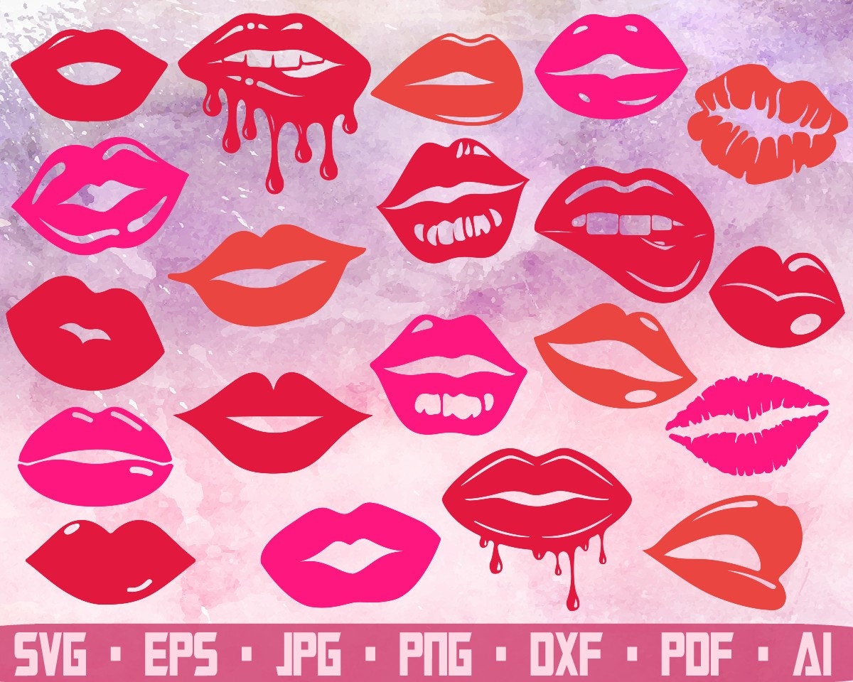 20 Labios svg Labios mordedura svg Beso svg Labios estampados | Etsy