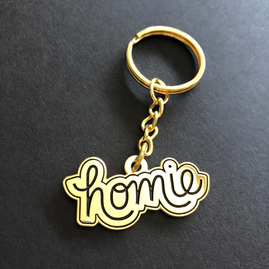 Homie Hard Enamel Gold Keychain - Etsy