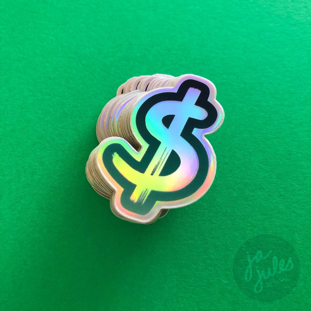Small Waterproof Holographic Dollar Symbol Sticker Packs - Etsy