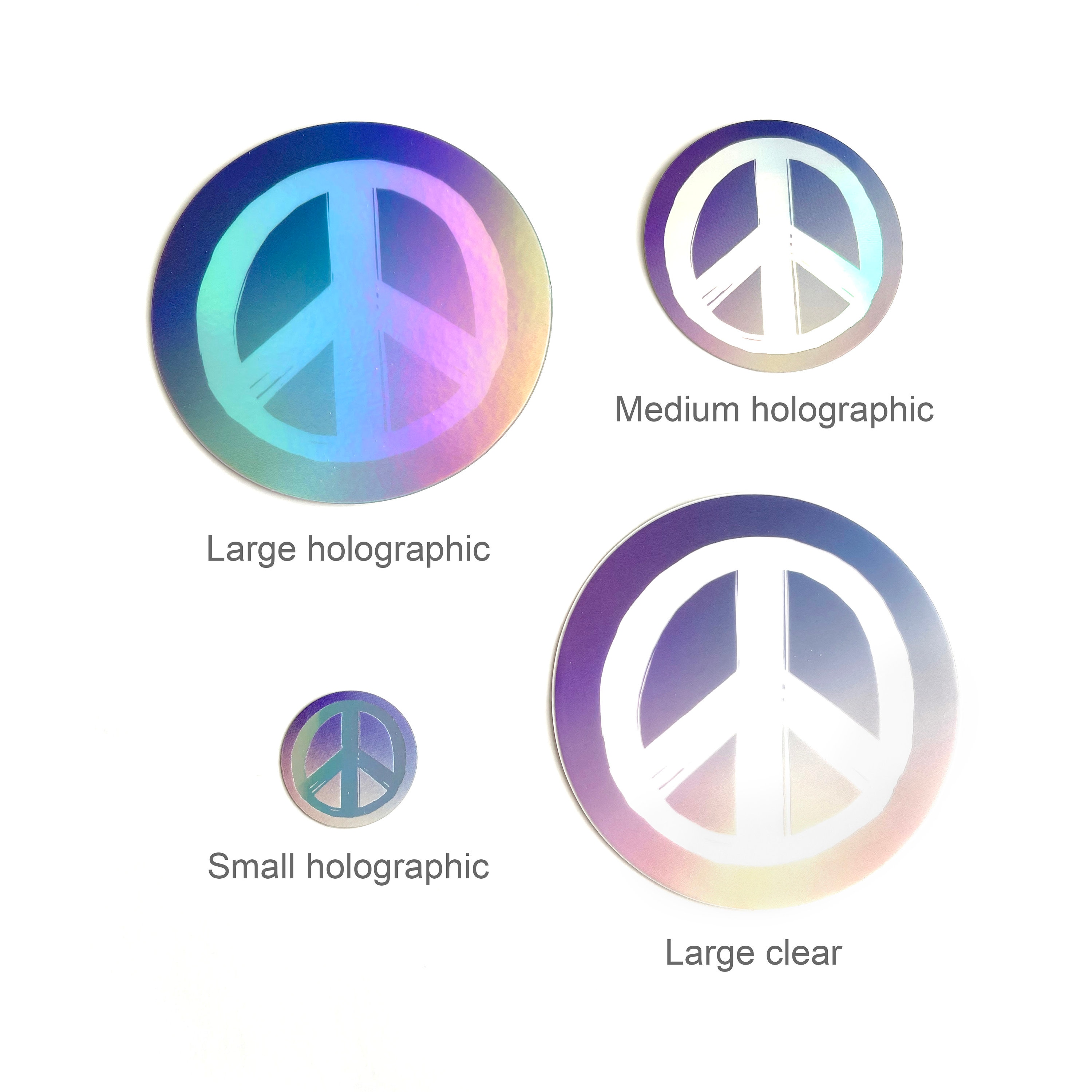 Small, Medium and Large Peace Symbol Holographic and Clear Stickers - Etsy