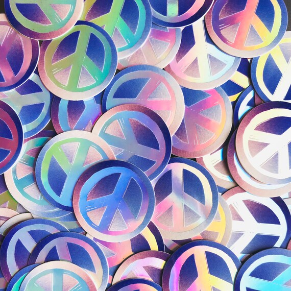Small Medium and Large Peace Symbol Holographic and Clear | Etsy