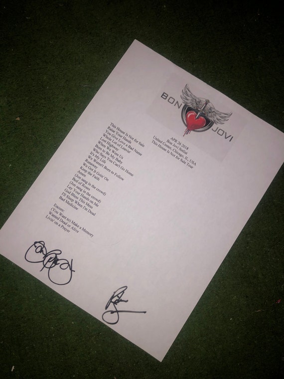 Bon Jovi Signed Setlist Reprint From This House is Not for | Etsy
