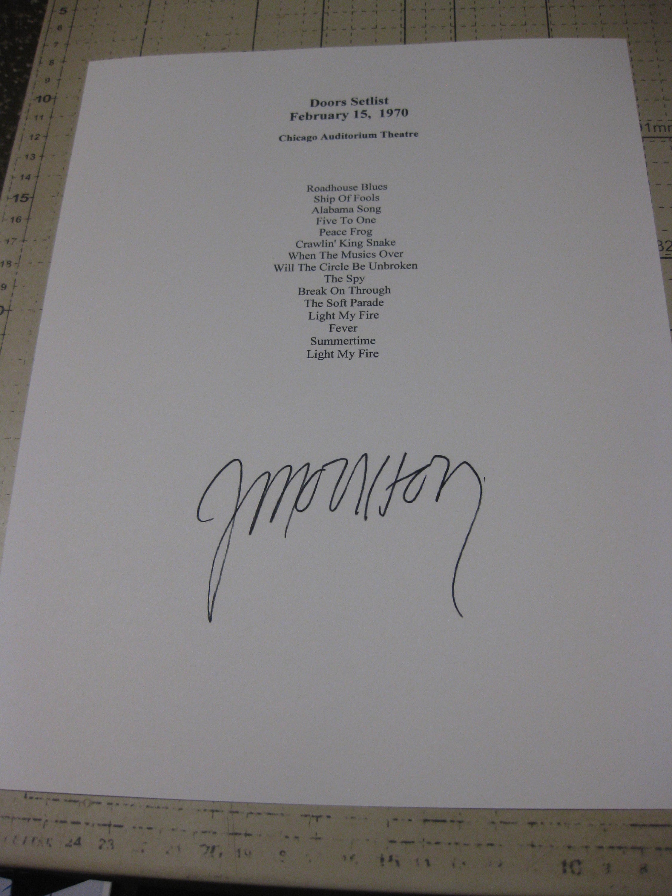 Doors Setlist Jim Morrison Signed Reprint Autograph 1970 - Etsy