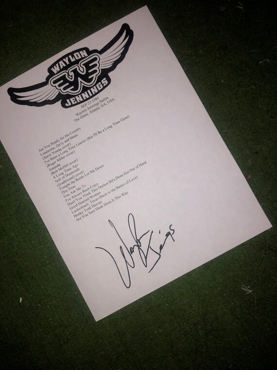 Waylon Jennings Signed Setlist Reprint From the Omni Georgia | Etsy