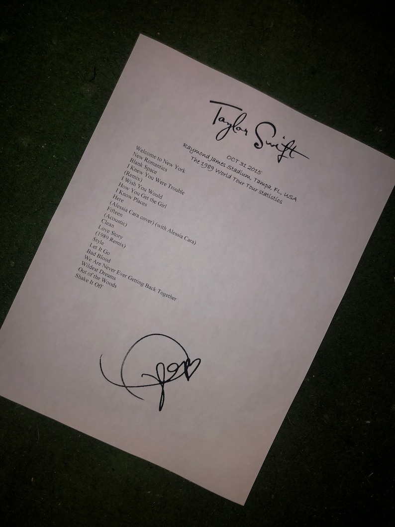 Taylor Swift 2015 Signed Setlist 1989 Tour Reproduction - Etsy