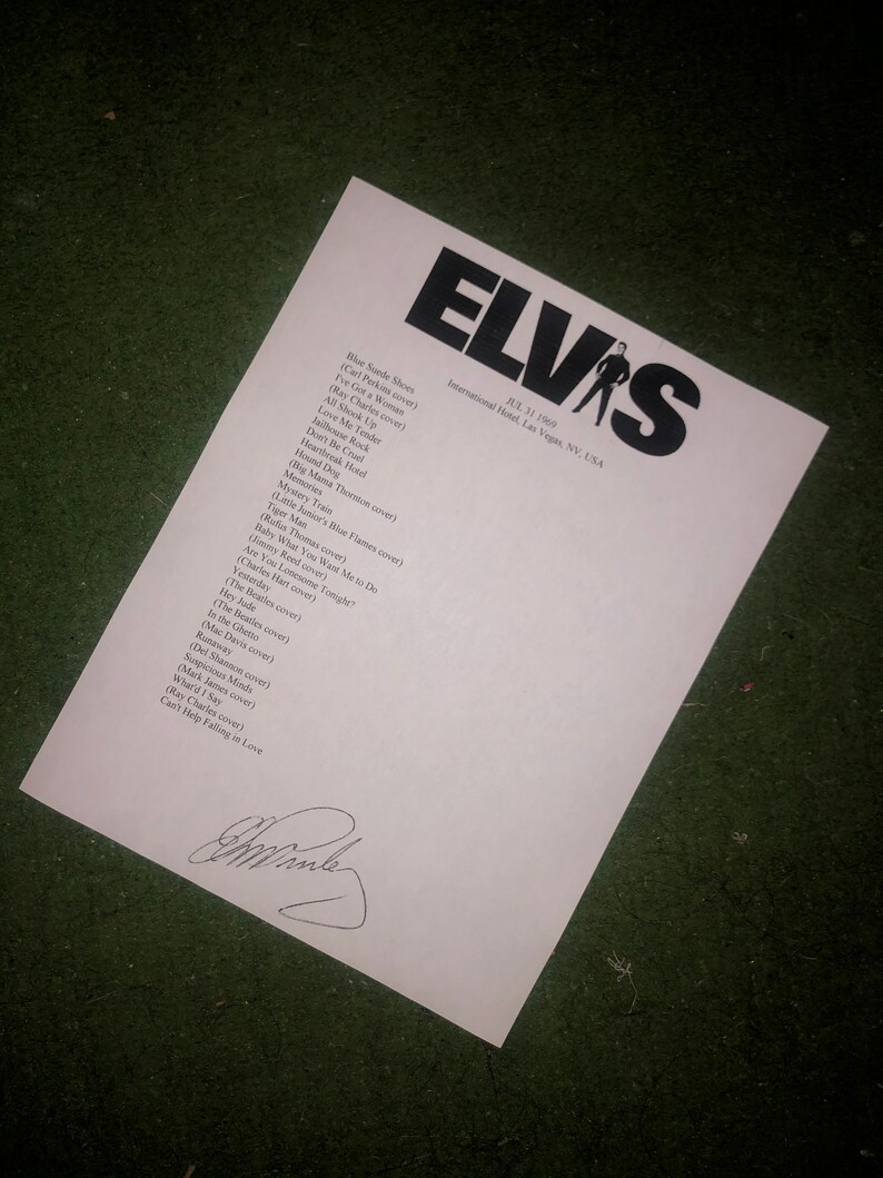 Elvis Presley Signed Setlist Reprint From Las Vegas 1969 - Etsy