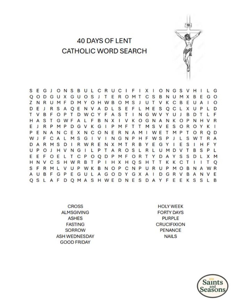 Catholic Word Search Bundle for Kids – Advent, Christmas, Lent & Easter ...