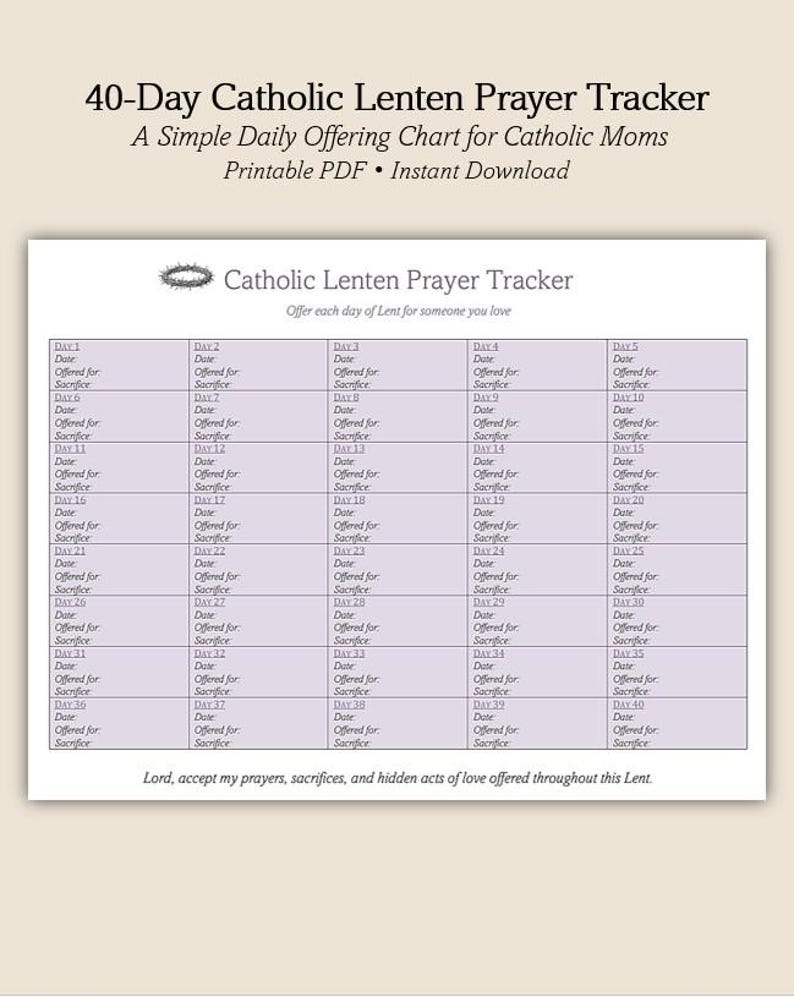 40 Day Catholic Lenten Prayer Tracker Printable PDF for Moms - Etsy