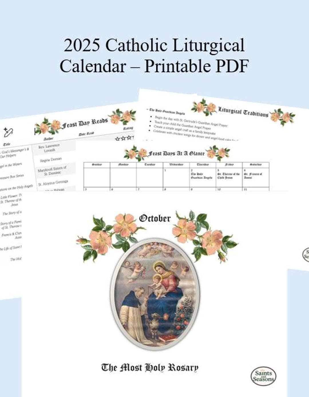 Printable Catholic Calendar October 2025 • Feast Days & Traditions ...