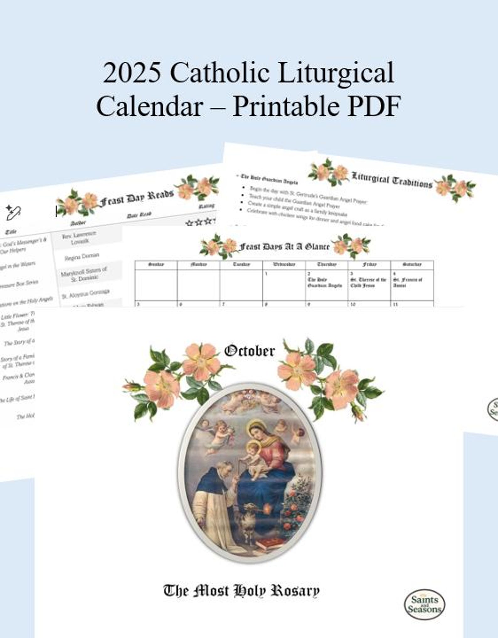 Printable Catholic Calendar October 2025 • Feast Days & Traditions ...