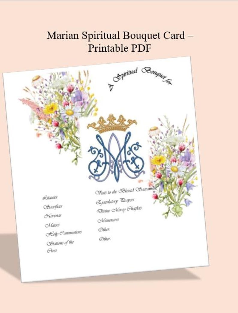 Marian Prayer Card Printable • Catholic Spiritual Bouquet PDF • Gift of ...