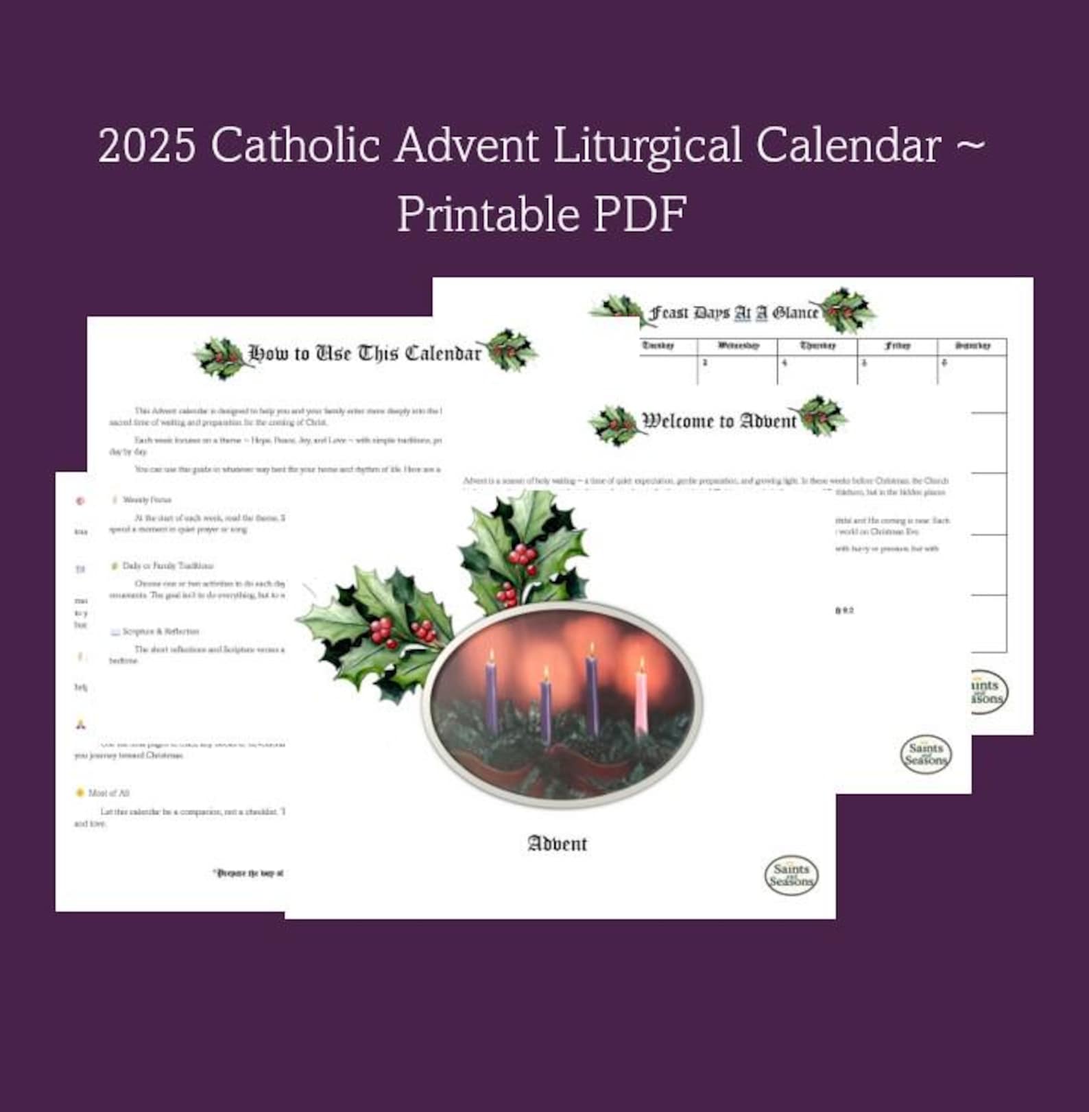 Printable Catholic Advent Calendar 2025 • Family Devotional Guide PDF ...