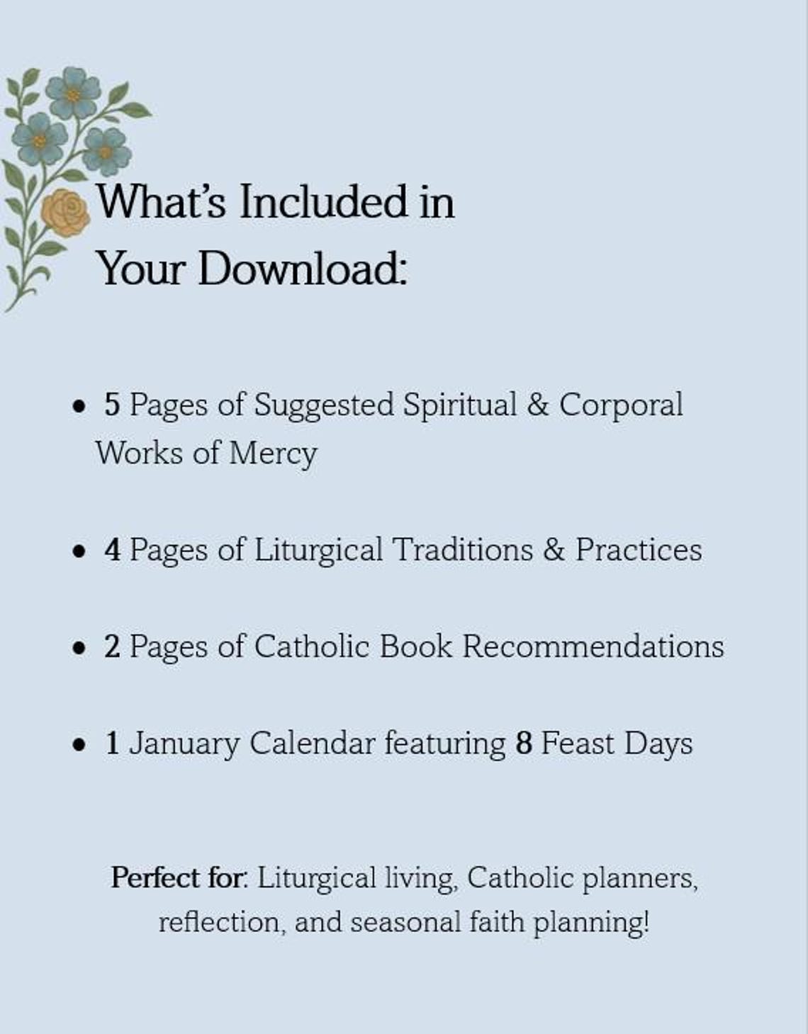 Catholic Liturgical Guide January 2026 Printable | 13-page Feast Days ...