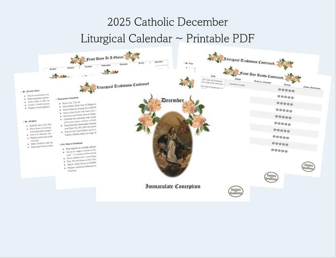 Printable Catholic December 2025 Calendar • Feast Days & Traditions ...