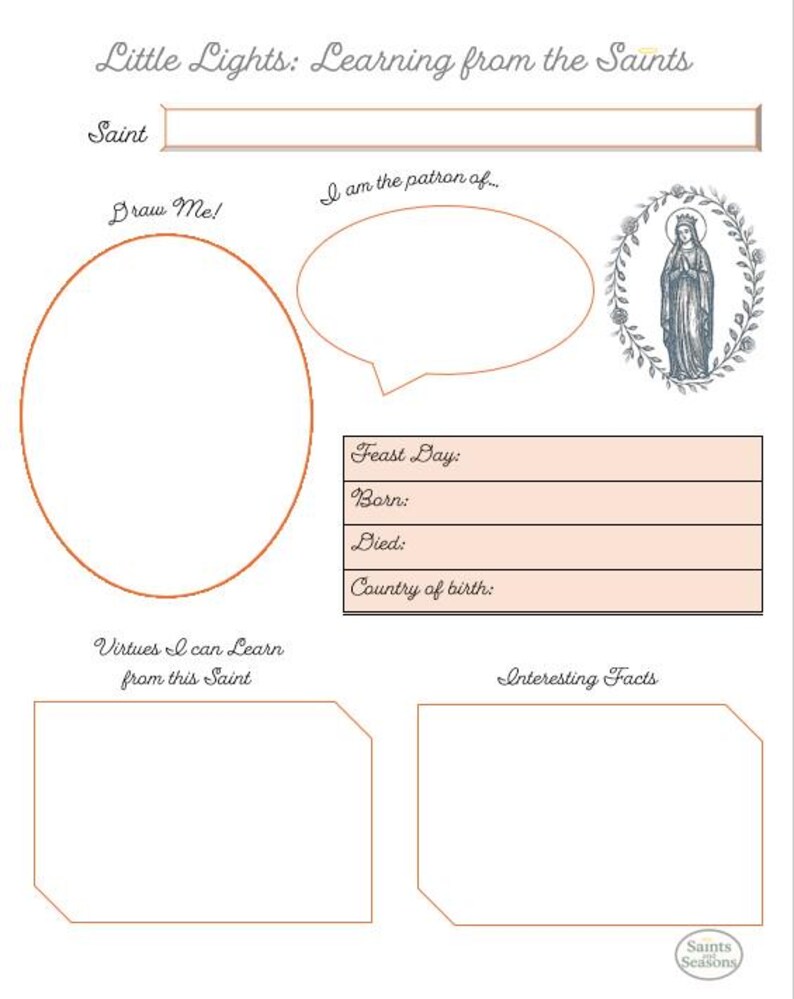 Little Saints Learning Printable | Catholic Worksheet for Kids ...