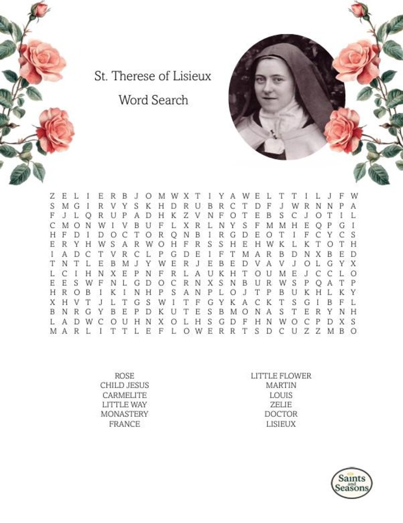 Catholic Saints Word Search Printable for Kids | Fun Faith Activity PDF ...