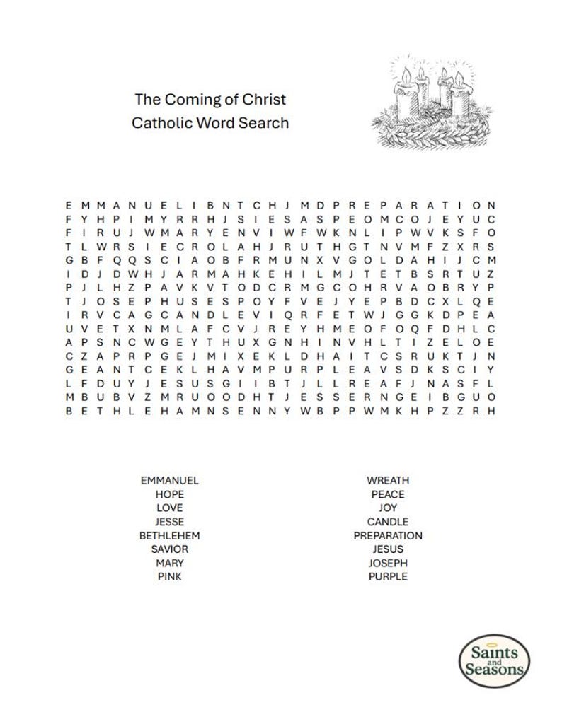 Catholic Word Search Bundle for Kids – Advent, Christmas, Lent & Easter ...