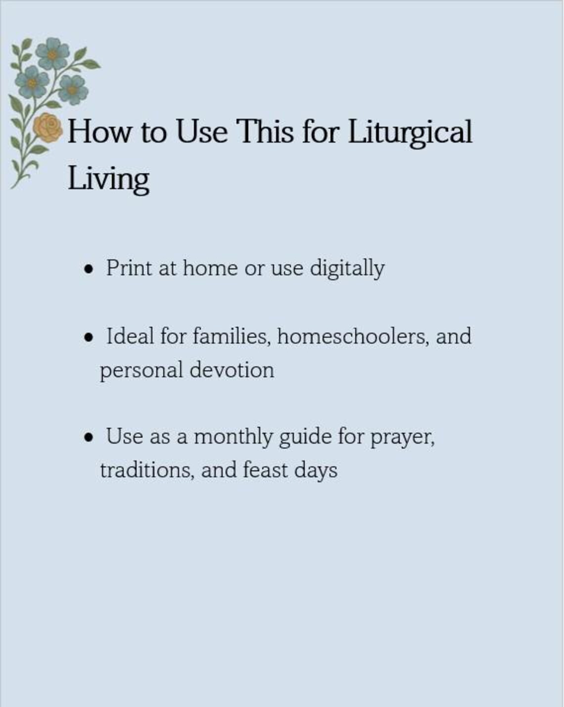 Catholic Liturgical Guide January 2026 Printable | 13-page Feast Days ...