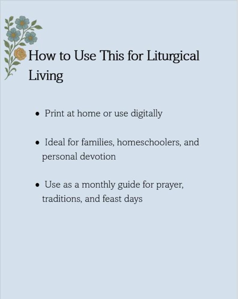 Catholic Liturgical Guide January 2026 Printable | 13-page Feast Days ...
