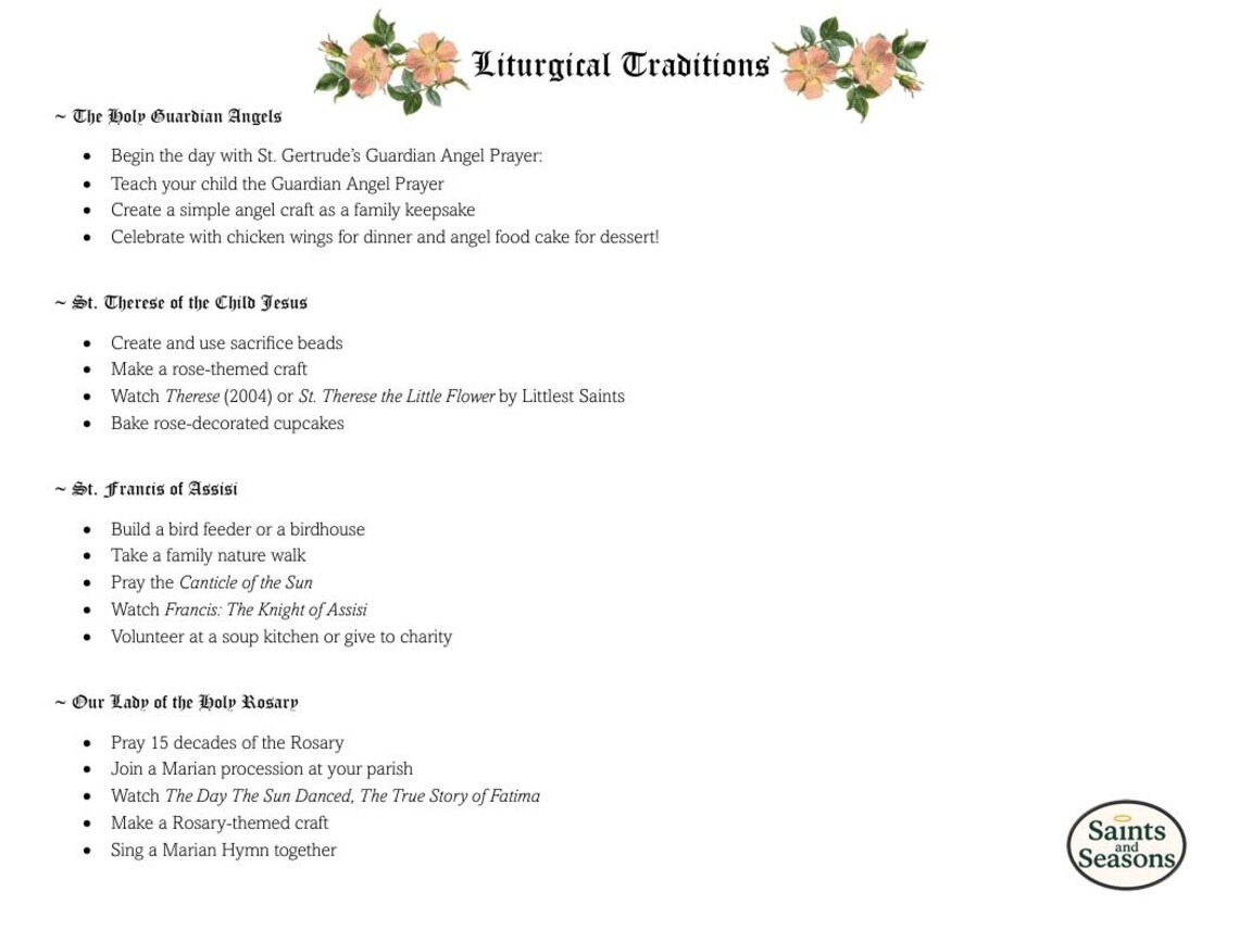 Printable Catholic Calendar October 2025 • Feast Days & Traditions ...