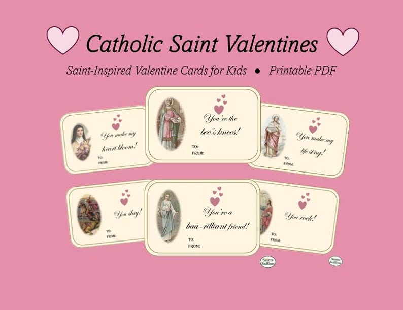 Catholic Saint Valentine Cards for Kids | Printable Valentines | Faith ...