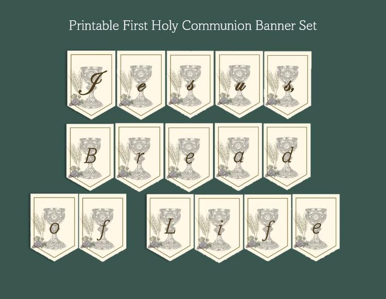 First Holy Communion Printable Party Decorations Bundle, Catholic ...