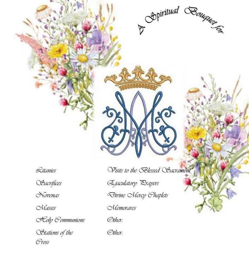 Marian Prayer Card Printable • Catholic Spiritual Bouquet PDF • Gift of ...