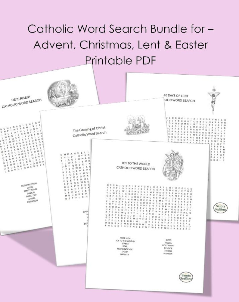 Catholic Word Search Bundle for Kids – Advent, Christmas, Lent & Easter ...