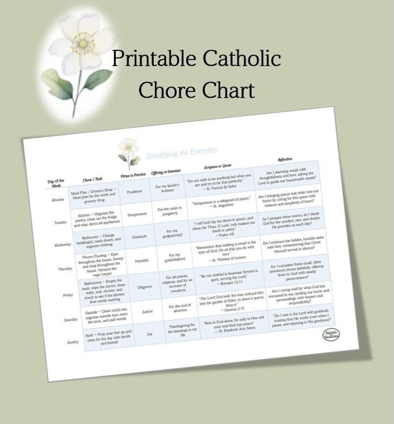 Catholic Mom Chore Chart Printable – Faith + Virtue Weekly Planner for ...