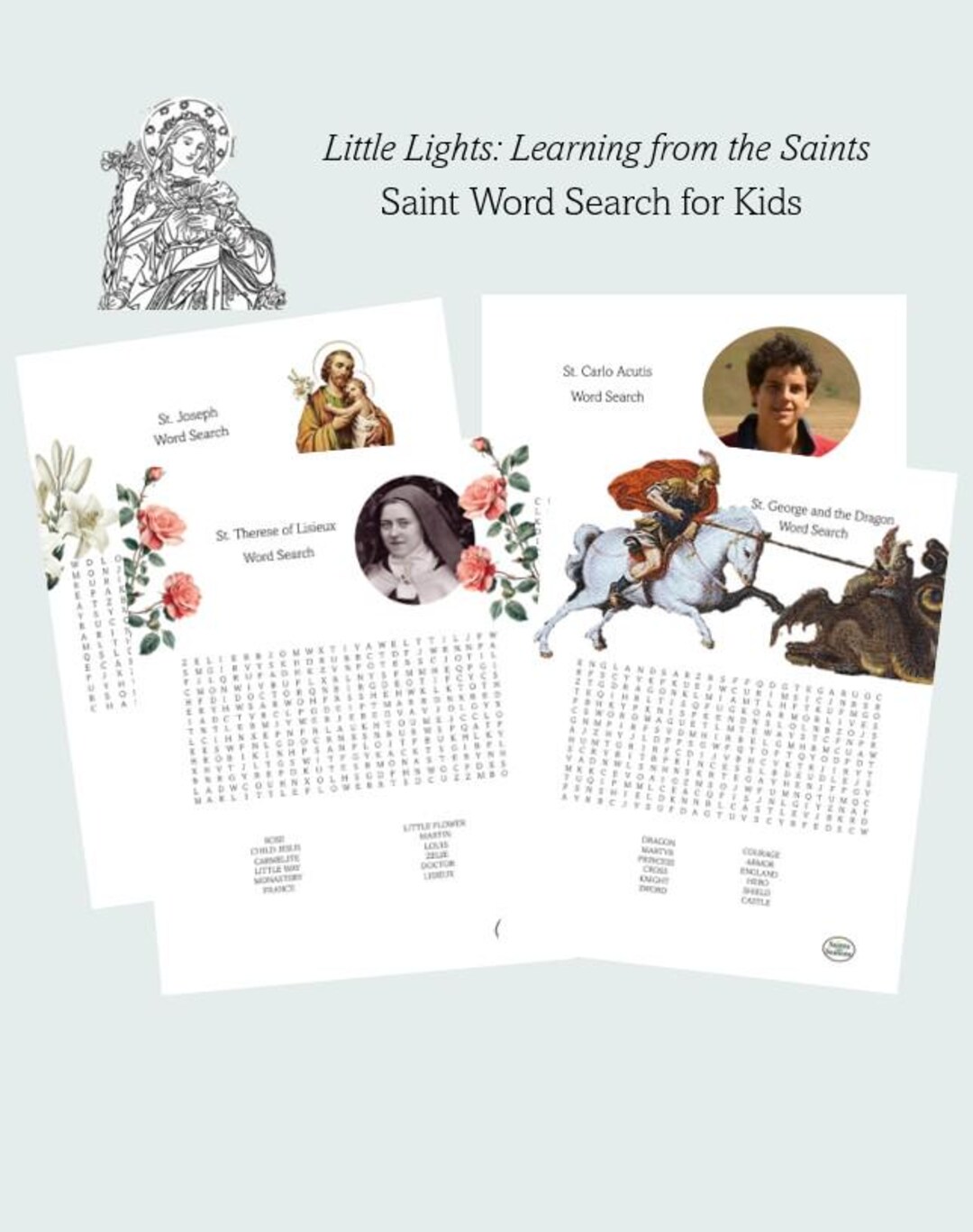 Catholic Saints Word Search Printable for Kids | Fun Faith Activity PDF ...