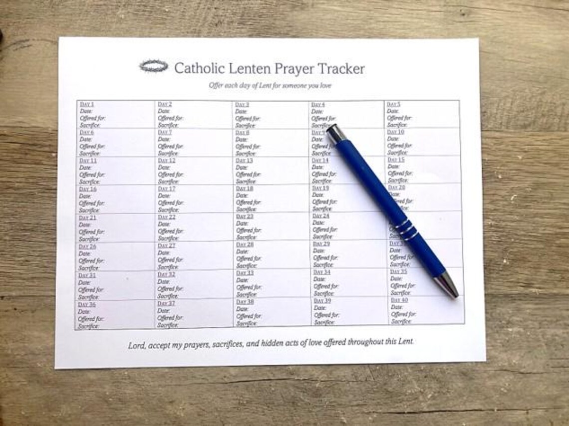 40 Day Catholic Lenten Prayer Tracker Printable PDF for Moms - Etsy
