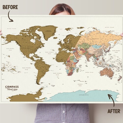 World Map for Places You've Visited Large Detailed - Etsy