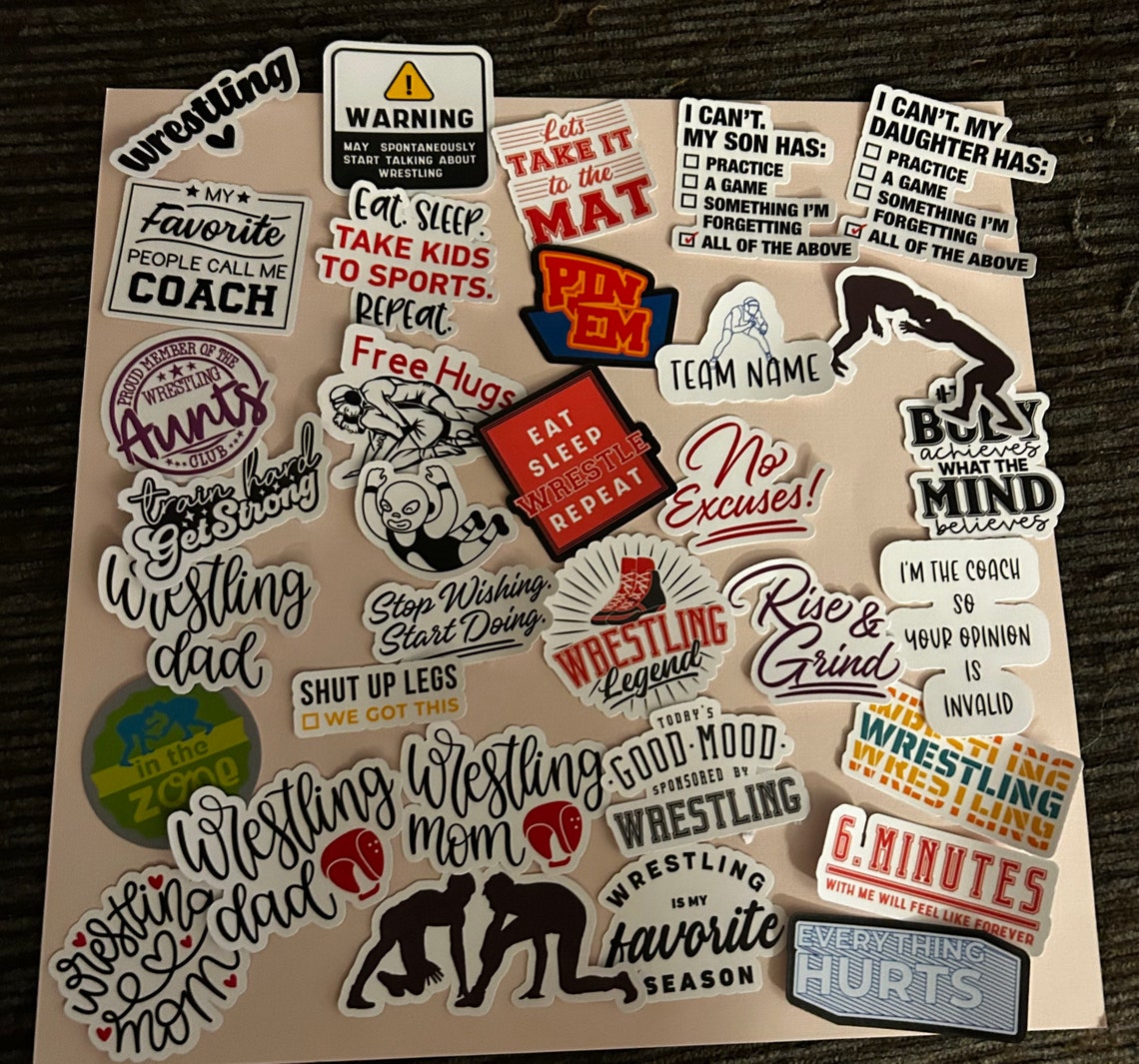 Wrestling Stickers free Shipping Personalized Optional - Etsy