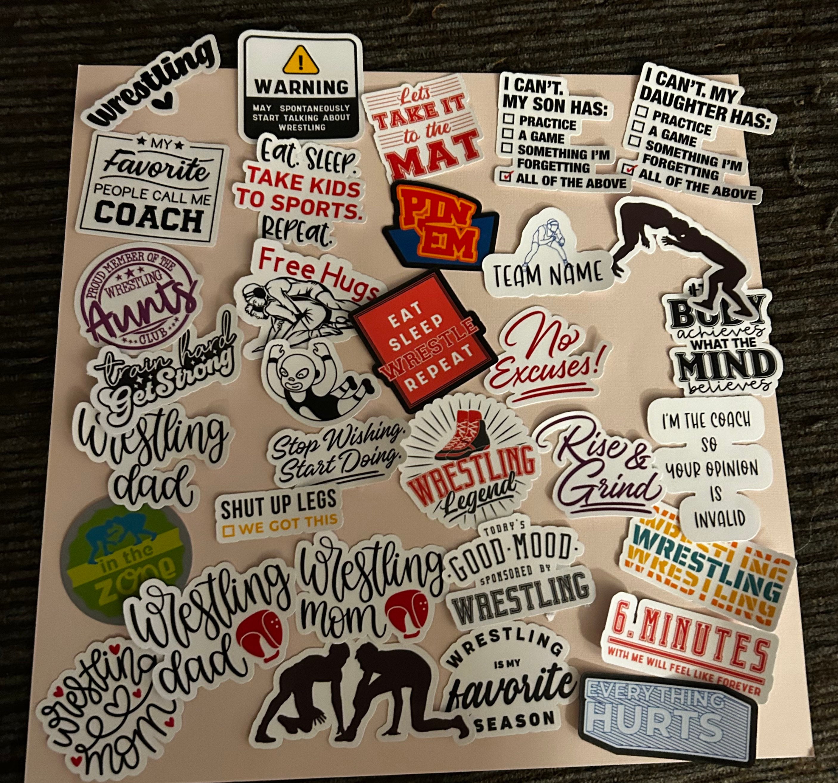 Wrestling Stickers free Shipping Personalized Optional - Etsy