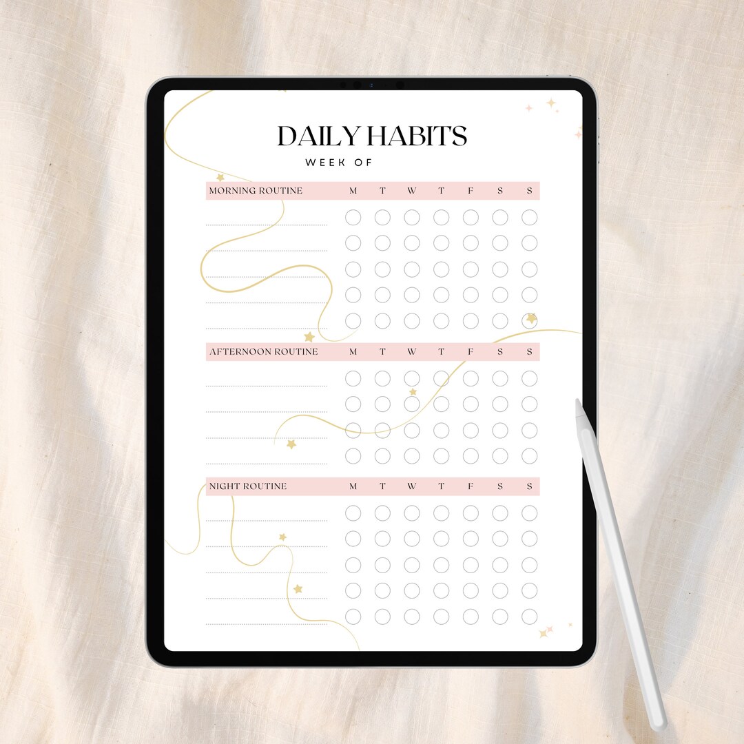 Daily Habits Tracker - Printable Template - PDF Template - Etsy