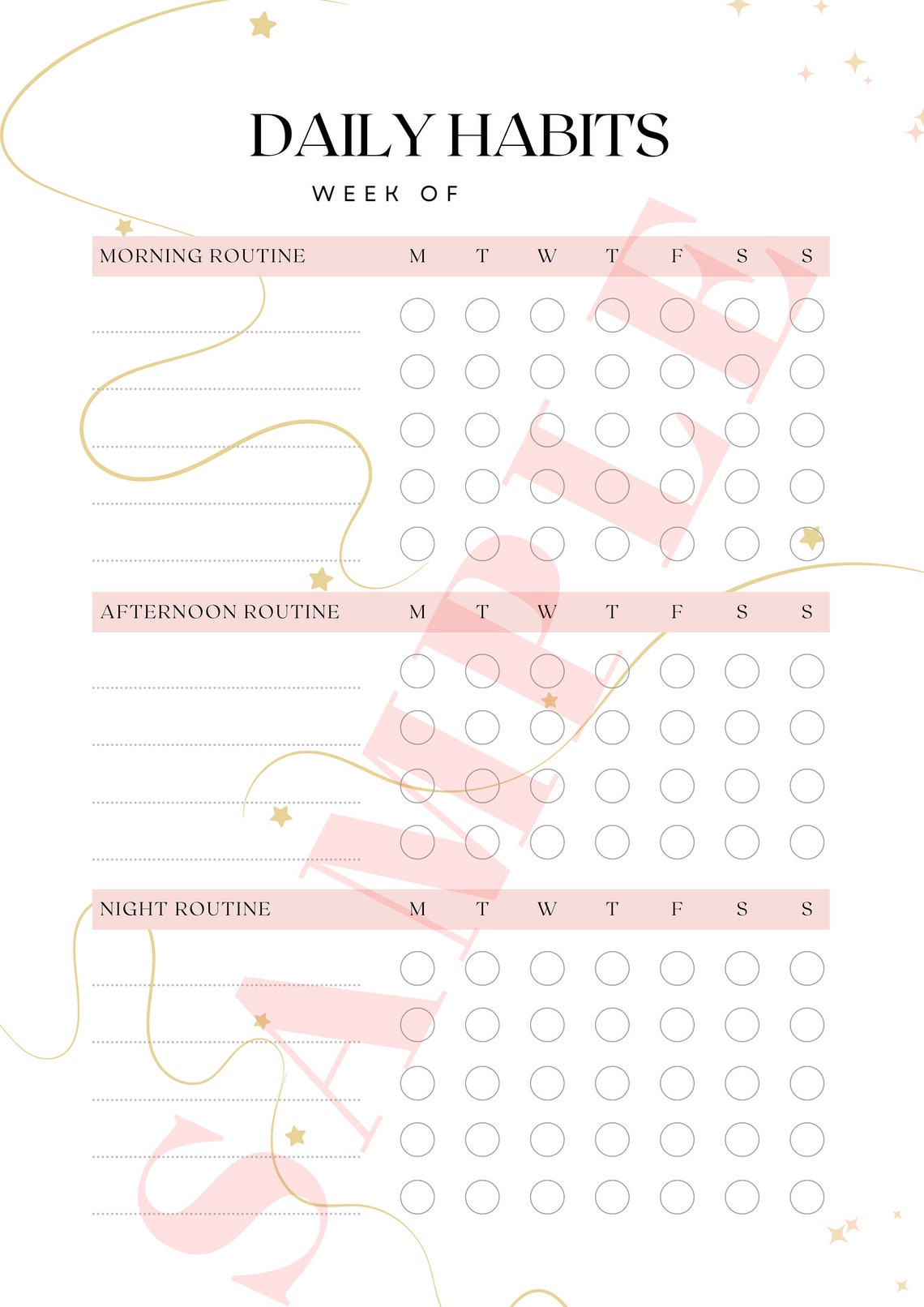 Daily Habits Tracker - Printable Template - PDF Template - Etsy