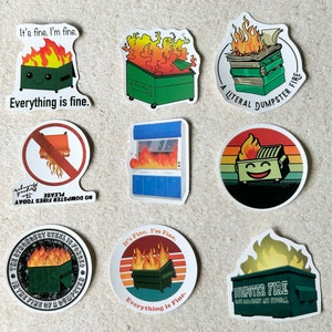 Dumpster Fire Stickers: Funny Laptop Decals, Water Bottle Stickers - Etsy