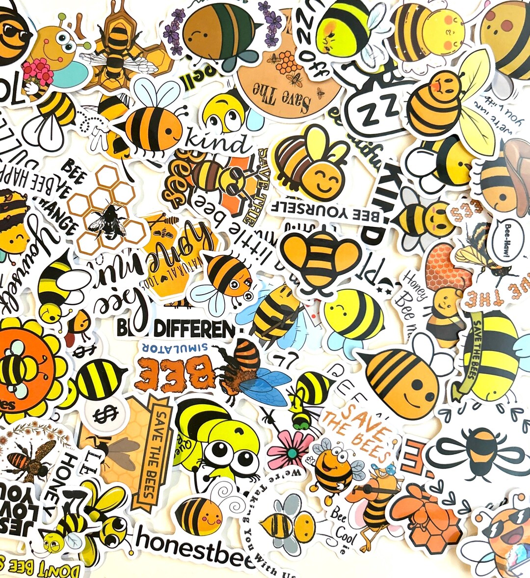 Cartoon Bee Stickers: Happy Mail, Scrapbook Decals - Etsy